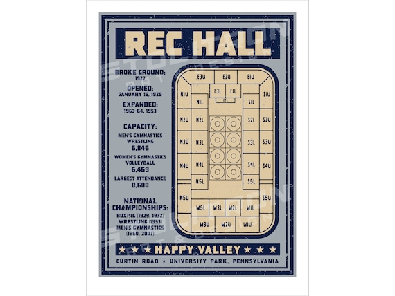 REC HALL Seating Chart Diagram Poster Print 12x18 18x24 or - Etsy