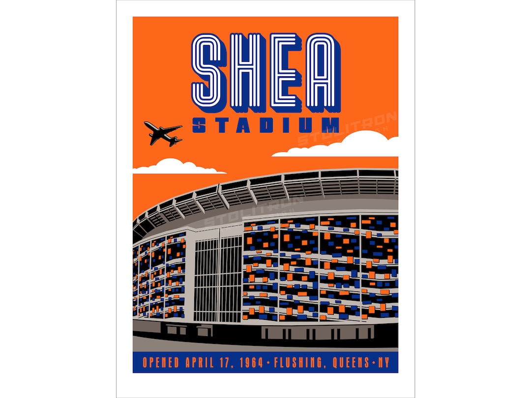 Retro SHEA STADIUM Circa 1964 Minimal Art Poster 12x18, 18x24, or 24x36 ...