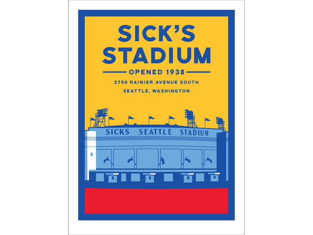 Iconic SICK'S STADIUM Minimalist Poster Arena 12x18, 18x24, or 24x36 ...