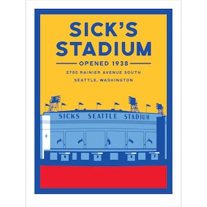 Iconic SICK'S STADIUM Minimalist Poster Arena 12x18, 18x24, or 24x36 ...