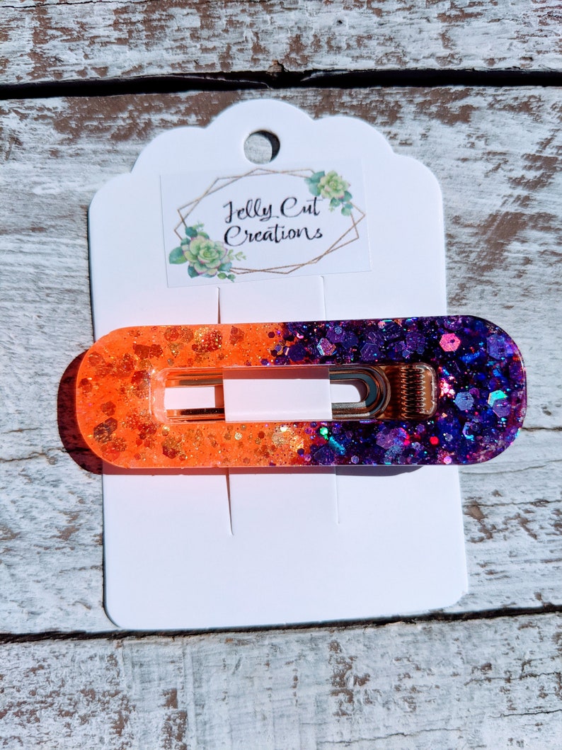 Handmade Resin Glitter Clips - Hair Barrettes, Resin Hairclips ...