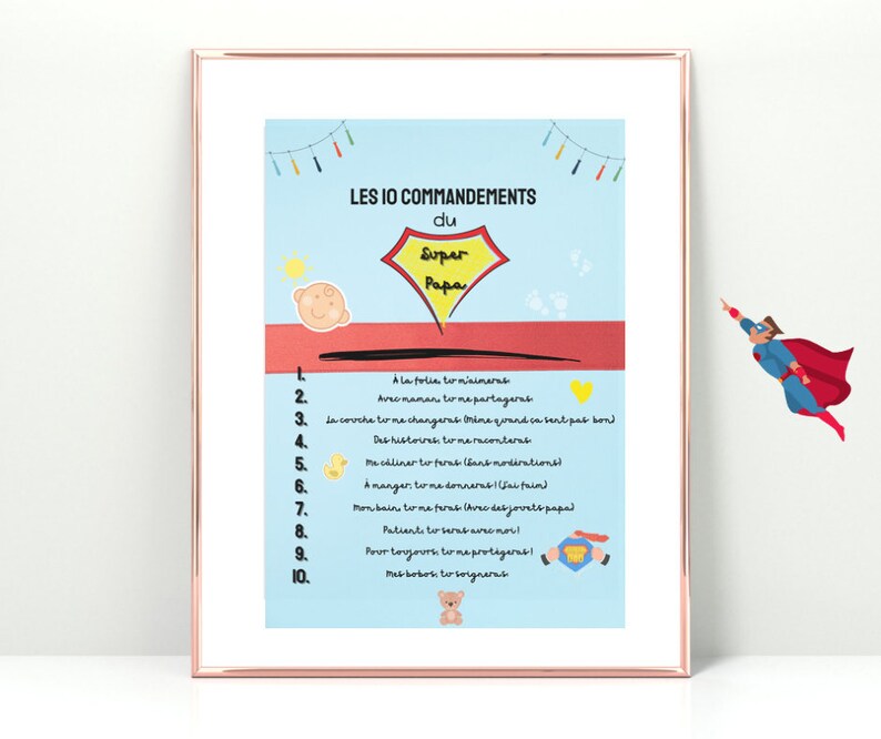 Les 10 commandements du super papa : cadeaux papa - Etsy France Les 10 commandements du super papa : cadeaux papa - Etsy France