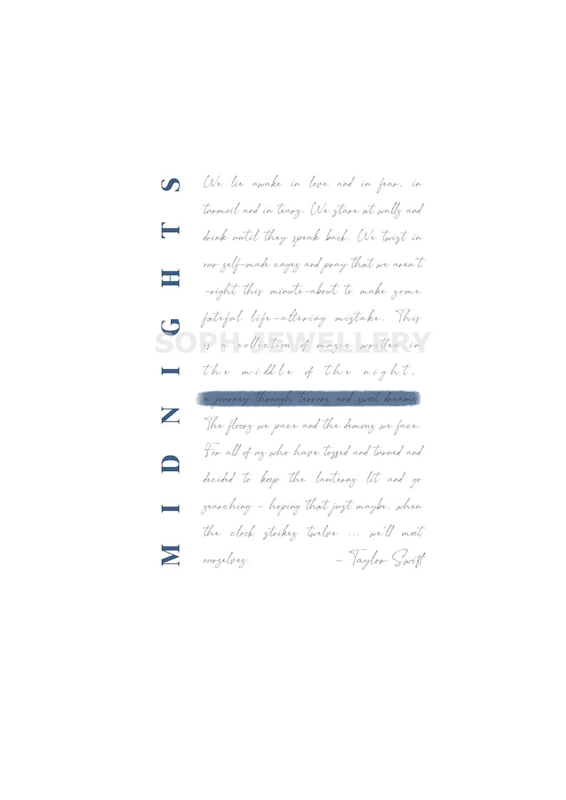 Taylor Swift 'midnights' Inspired Print downloadable - Etsy