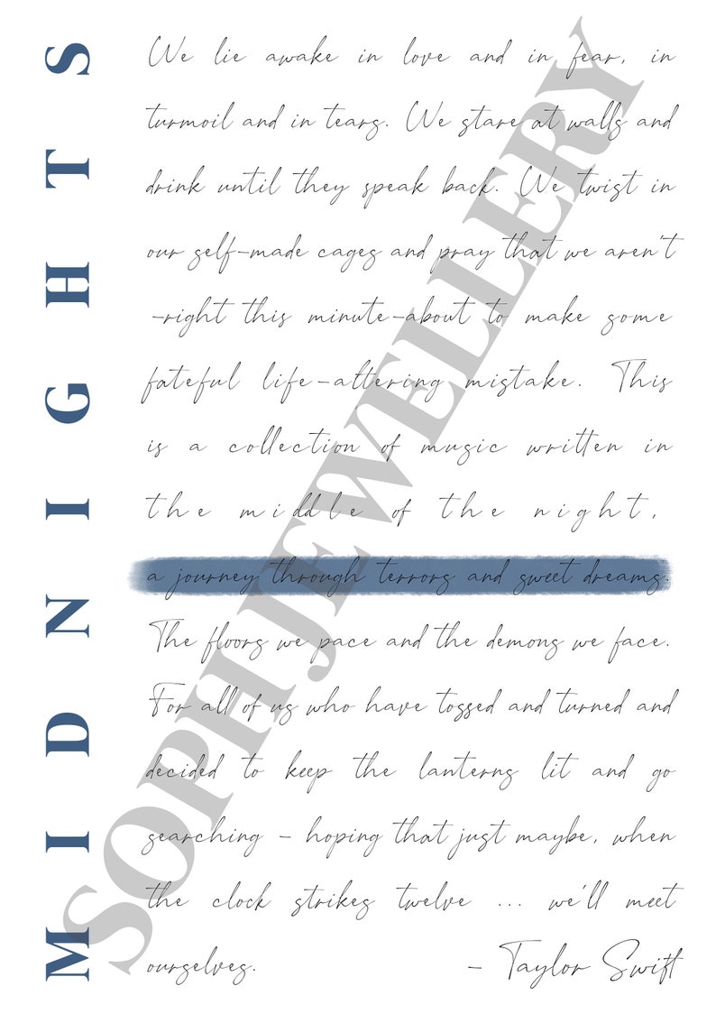 Taylor Swift 'midnights' Inspired Print downloadable - Etsy