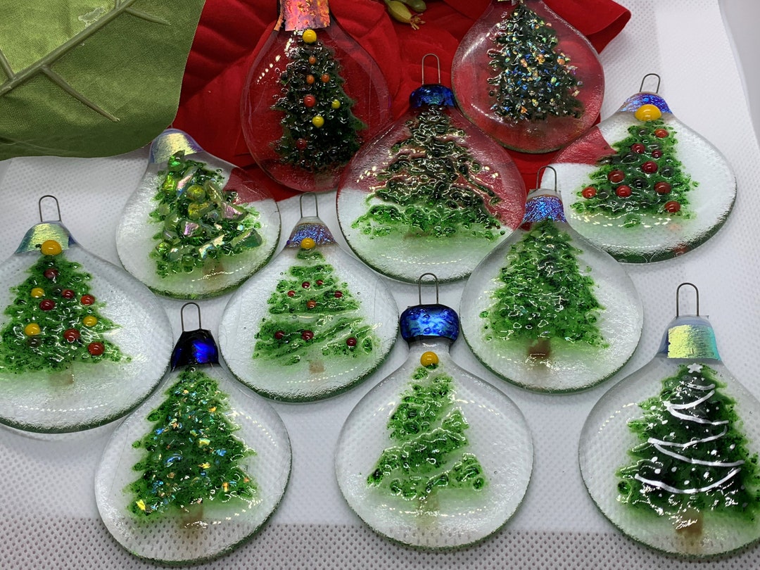Fused Glass Tree Ornaments - Etsy UK