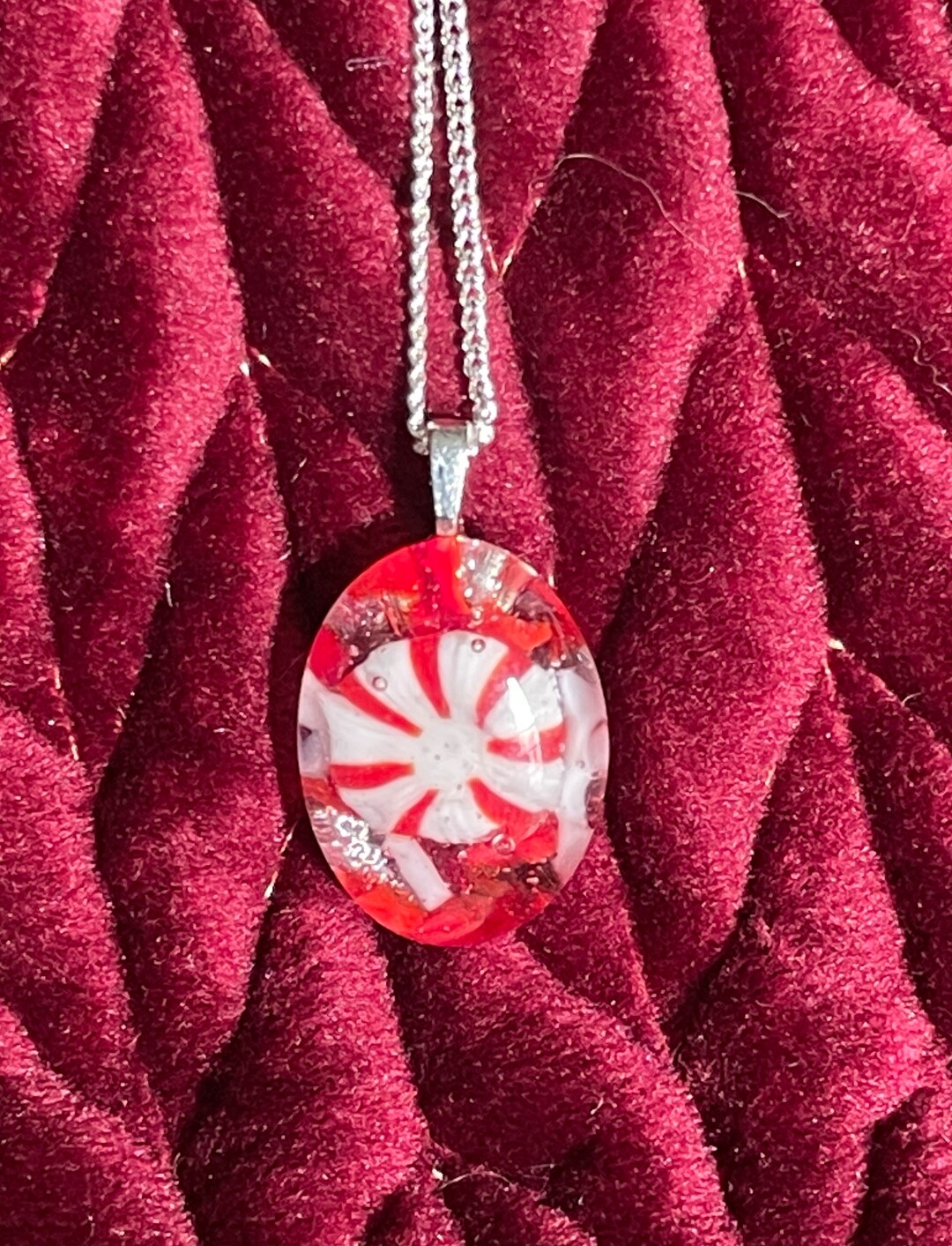 Fused Glass Peppermint Candy Pendant - Etsy