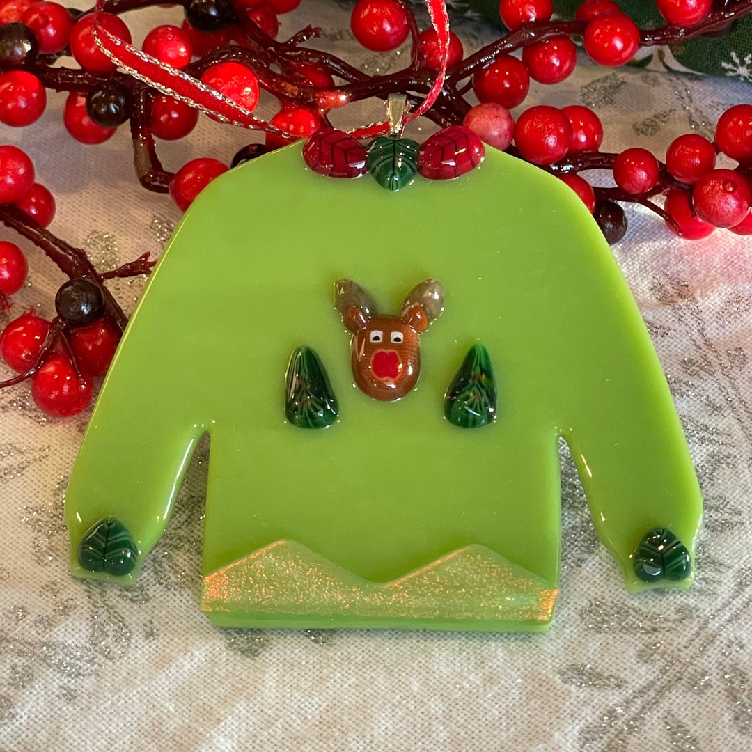 Fused Glass "ugly Sweater" Ornament - Etsy