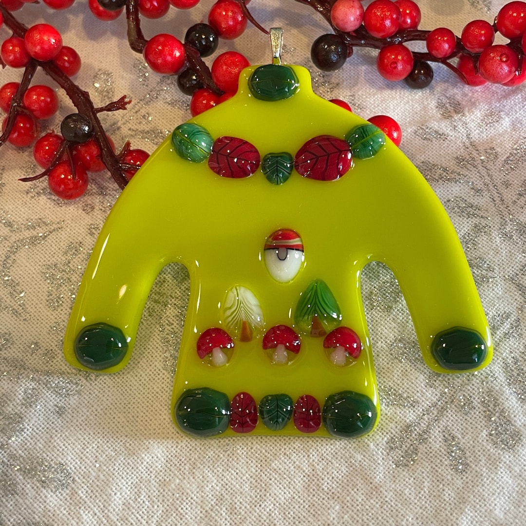 Fused Glass "ugly Sweater" Ornament - Etsy