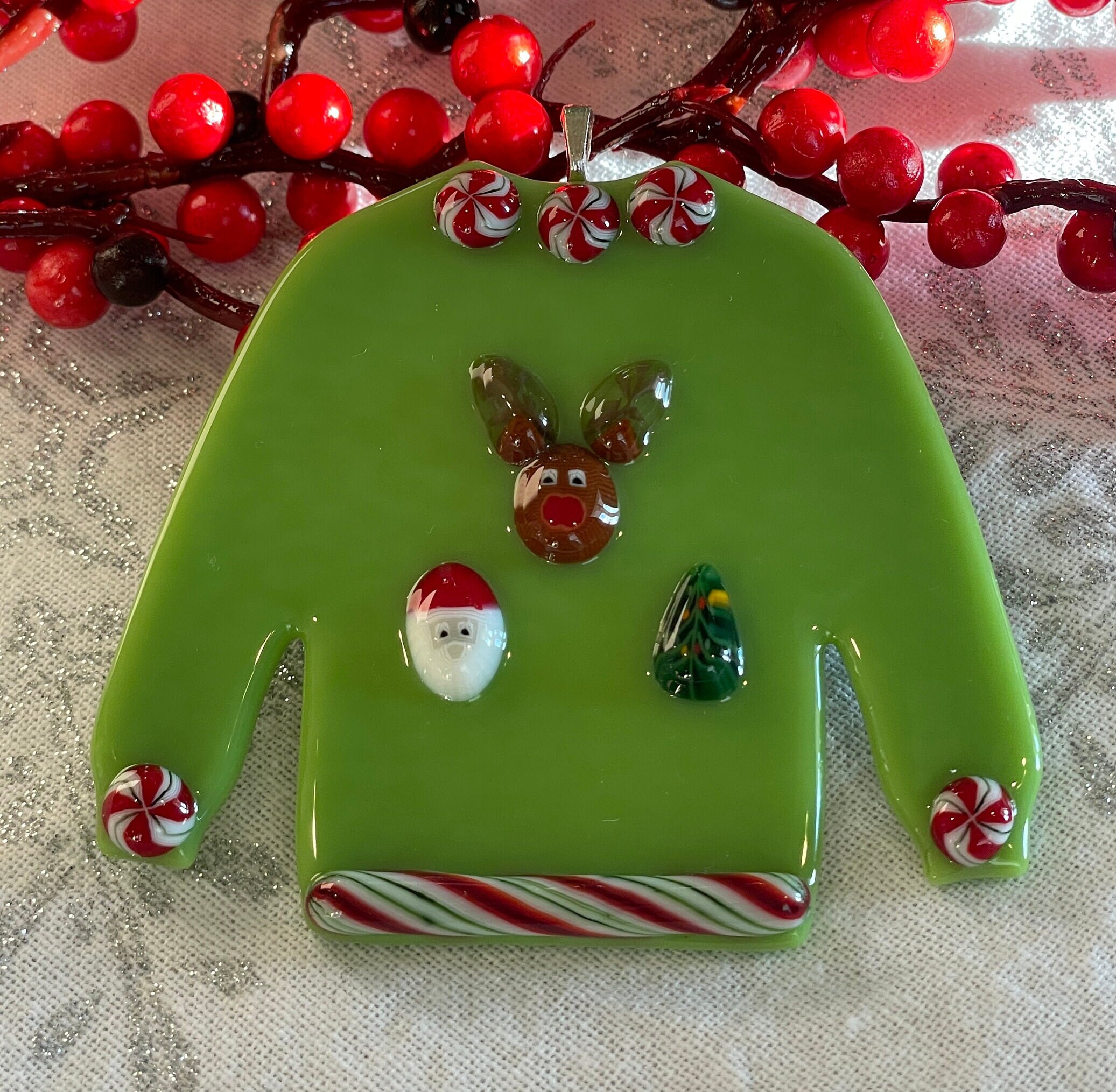 Fused Glass "ugly Sweater" Ornament - Etsy