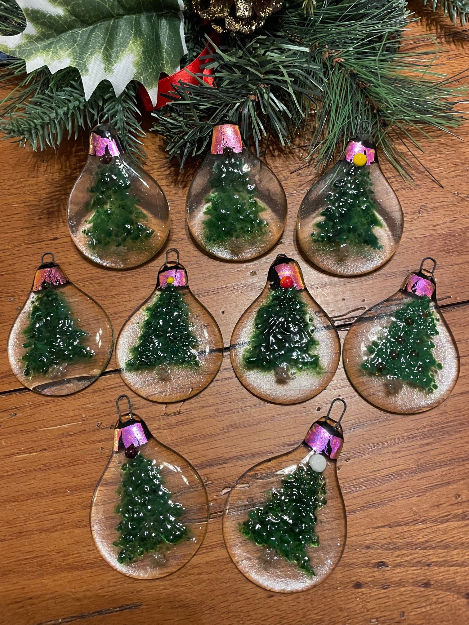 Fused Glass Tree Ornaments - Etsy