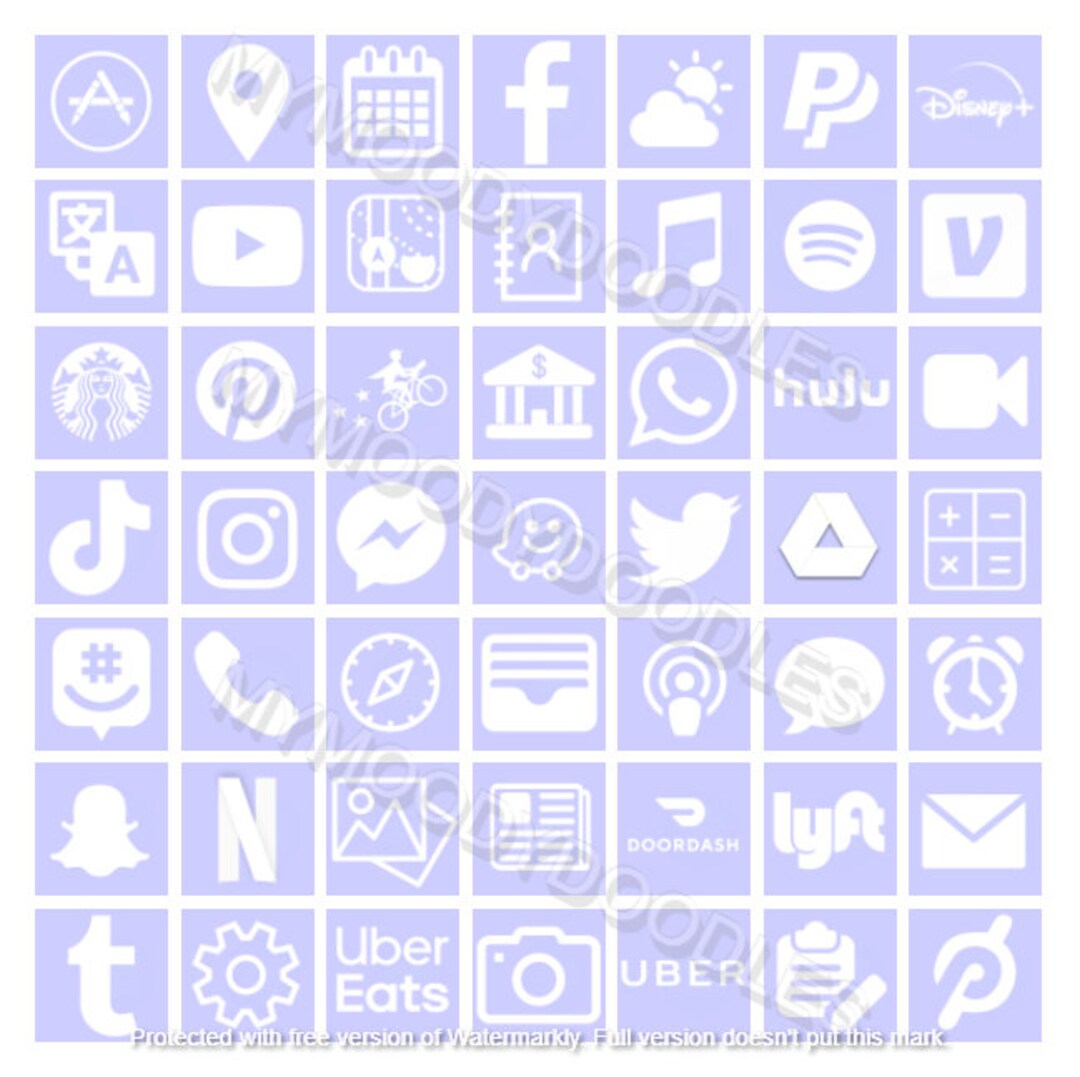 Periwinkle Purple Pack of 55 Ios 14 App Icon Covers + BONUS Widget - Etsy
