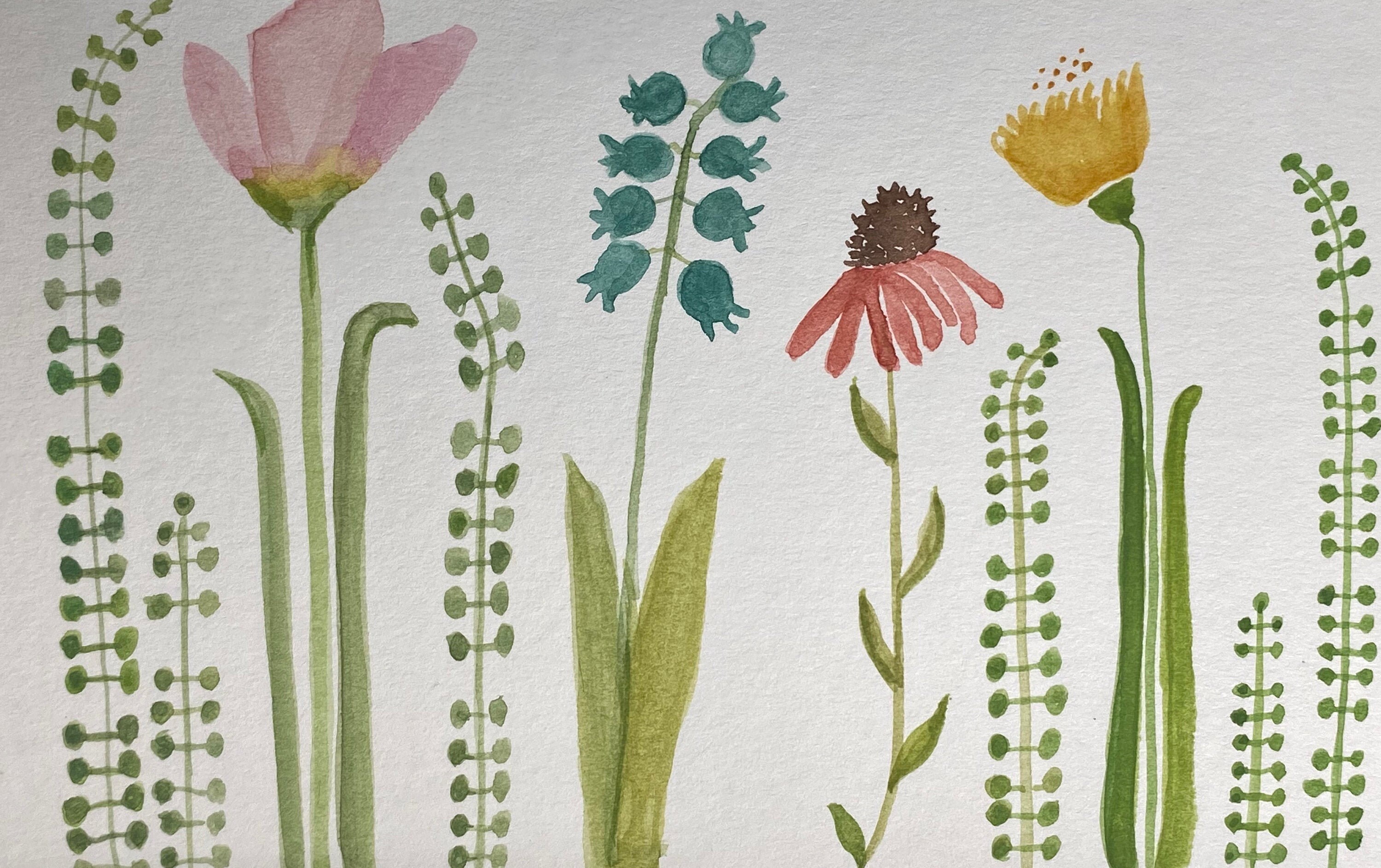 Spring Garden Art Original Watercolor Painting Small | Etsy