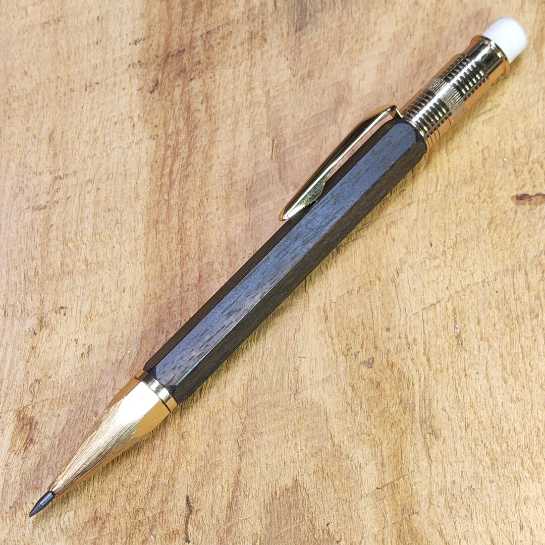 Ebony Mechanical Pencil - 2mm Drafting Lead - Hexagonal Hardwood Body ...