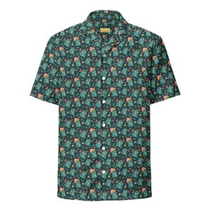 Mushroom Frog | Unisex Oversized Button up Hawaiian Shirt | Cottagecore ...