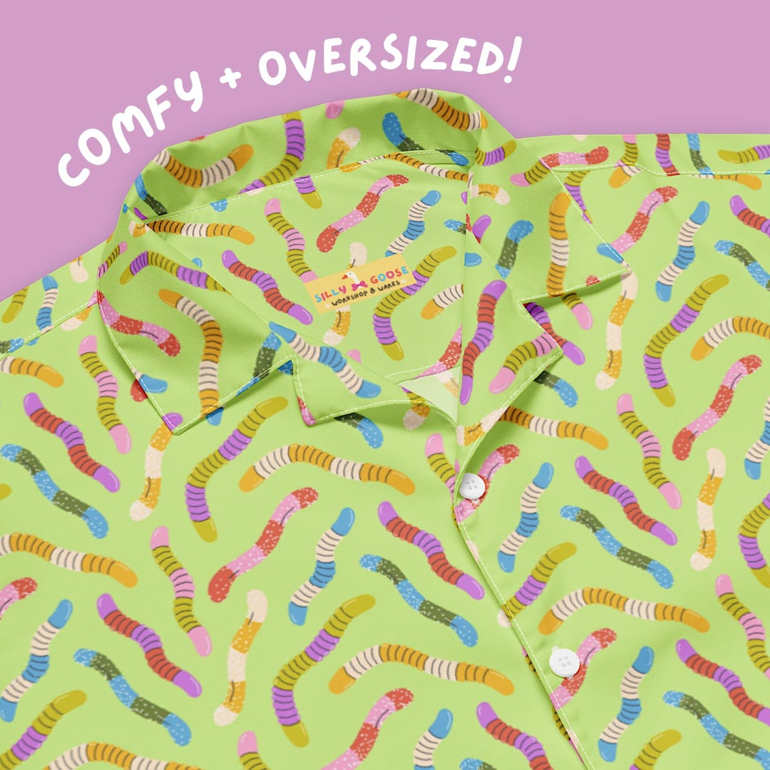 Sour Gummies Button up | Unisex Gummy Worm Shirt | Rainbow Candy ...