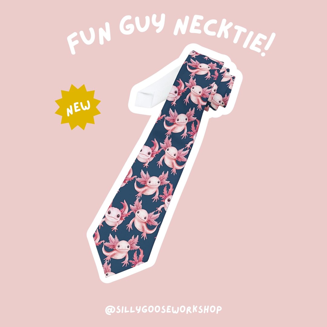 Axolotl Party Necktie | Men's Unisex Tie | Business Casual | Formal ...