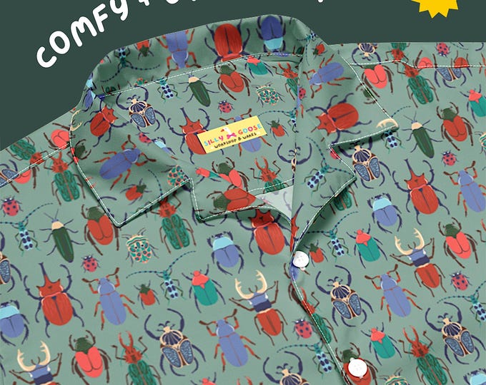 Creepy Crawlies | Unisex Oversized Button up Hawaiian Shirt | Bugs ...