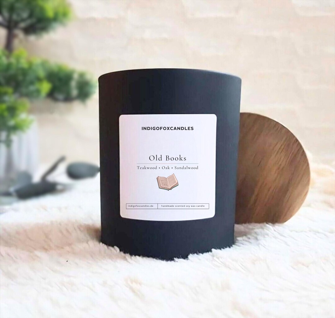Old Books Scented Candle Soy Wax Handmade Wooden Lid Wooden Wick ...