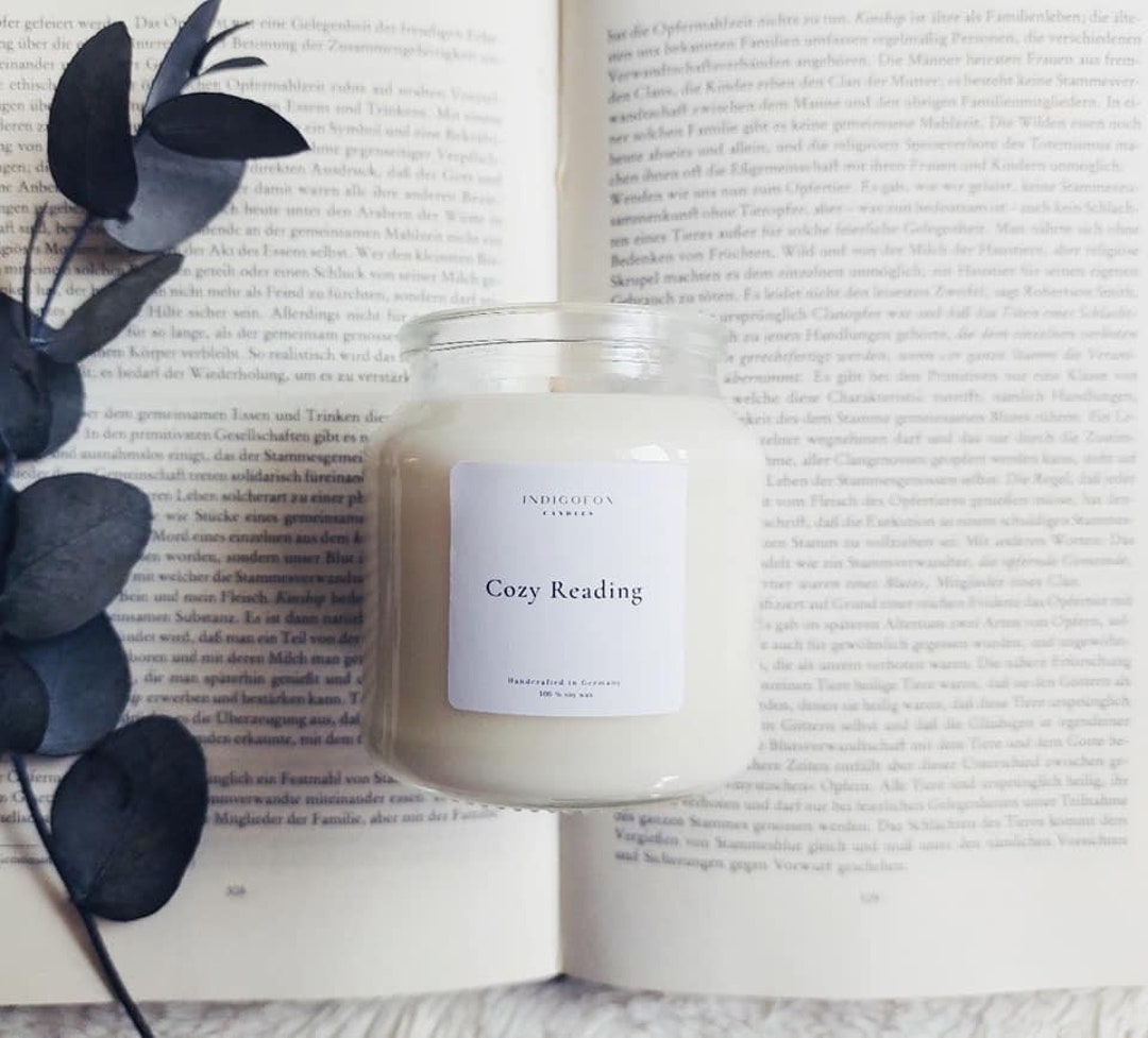 Cozy Reading Scented Candle in a Glass Soy Wax Gift Idea Bookish Candle ...