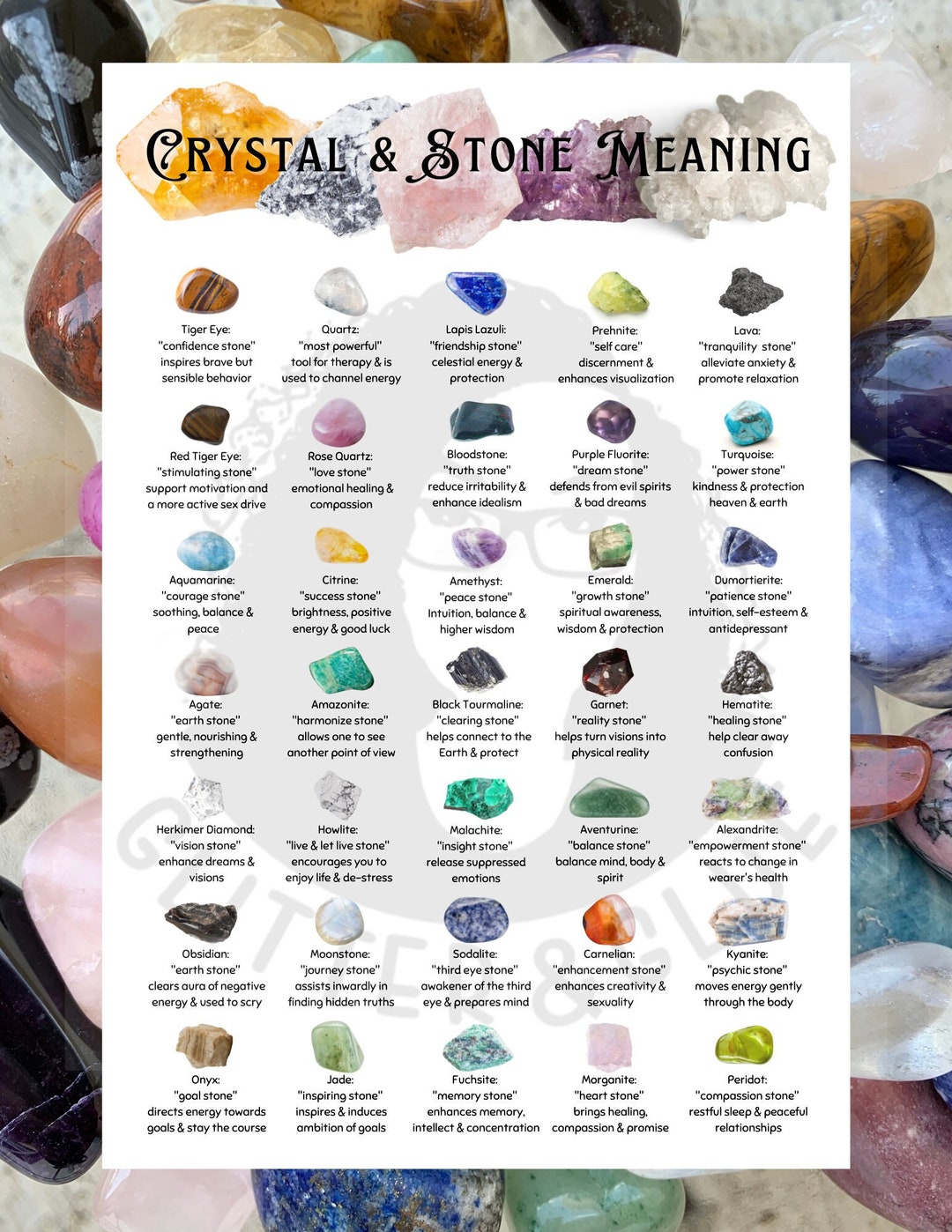 Crystal and Stone Chart - PDF File ONLY - Etsy