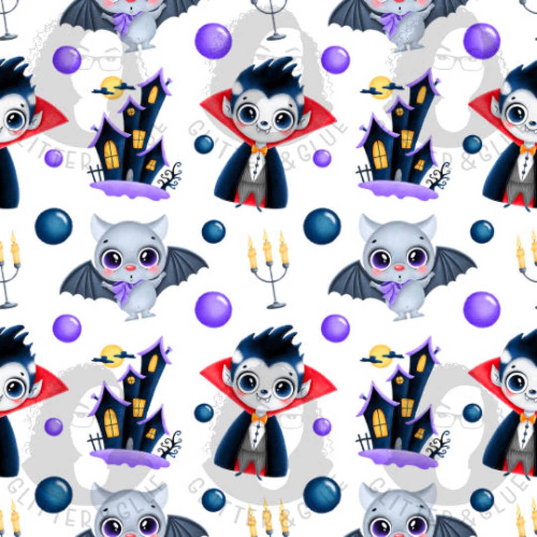 Vamp & Bat - Halloween Pattern - Halloween Design - Pink Halloween ...