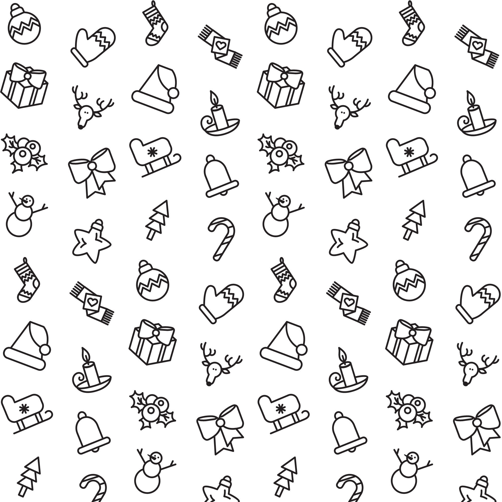 Christmas Outline Sketch - Christmas Pattern 12x12in - Design PNG File ...