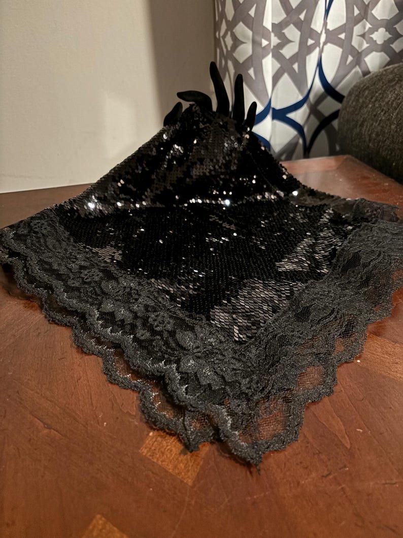Black Sequin Lap Scarf - Etsy