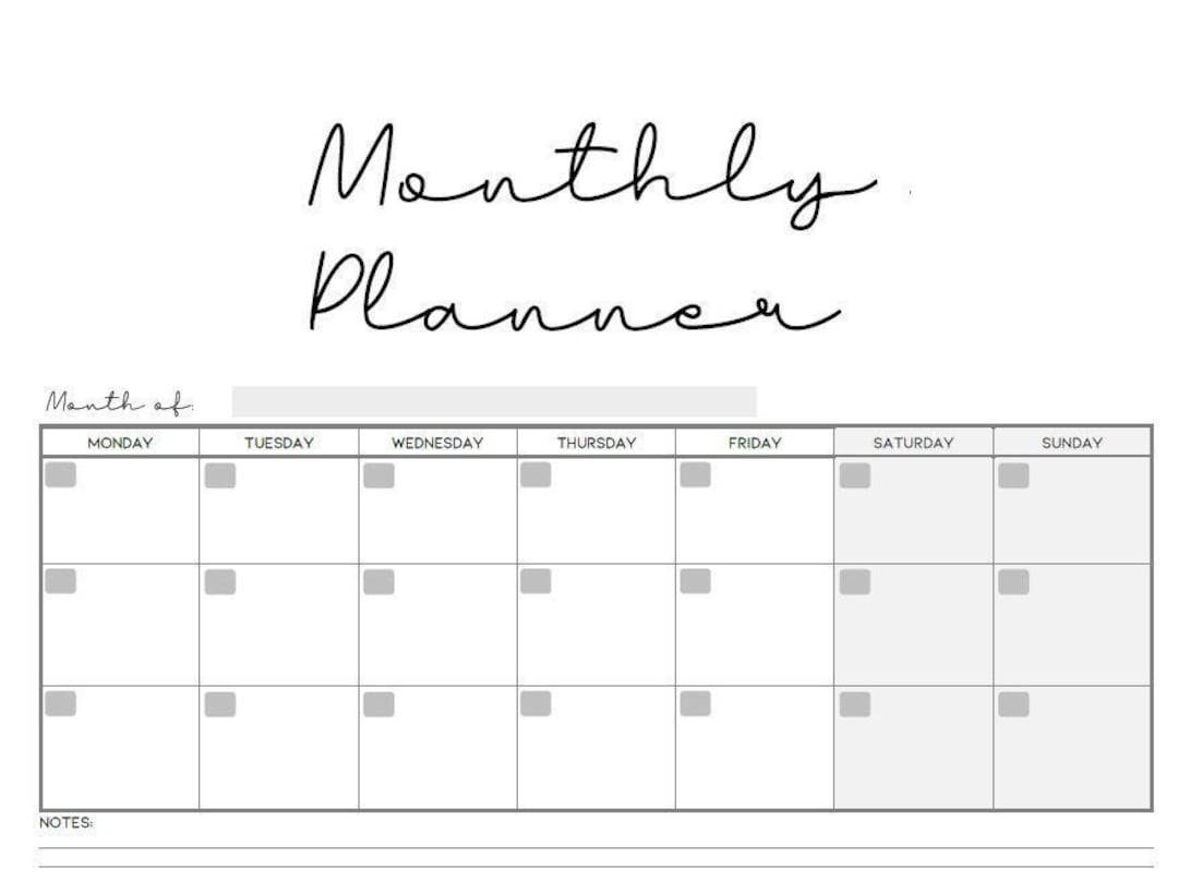 Minimal Undated Monthly Planner A4 - Etsy