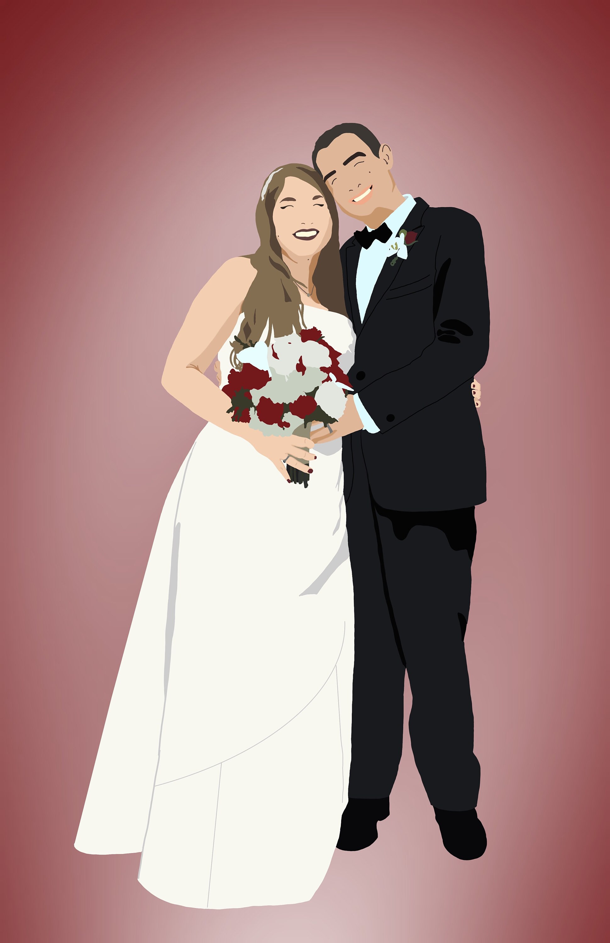 Wedding Portrait Drawing, Bride Portrait Drawing, Anniversary Gift ...