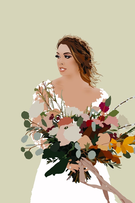 Wedding Portrait Drawing Bride Portrait Drawing Anniversary | Etsy