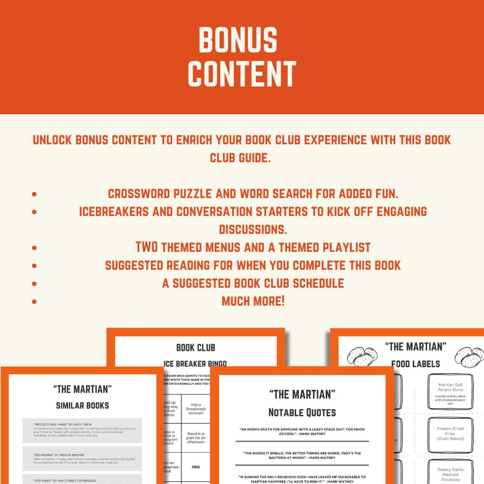The Martian Book Club Kit Printable, Discussion Questions, Trivia ...