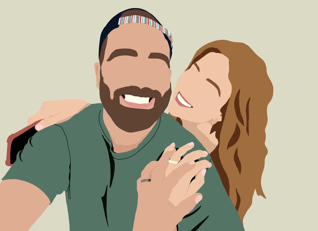 Custom Faceless Portrait, Faceless Couple Portrait, Couple Illustration ...