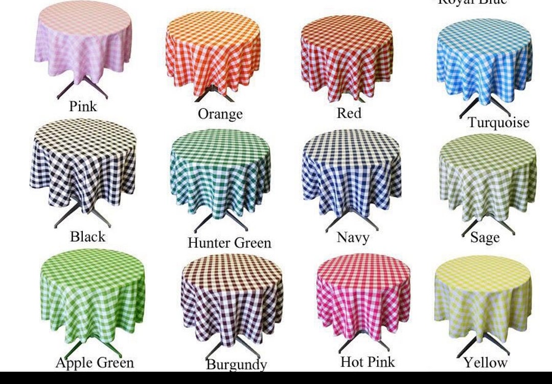 Checkered Tablecloth Polyester Round 30 ,36,45,54,60 Ideal for Home ...