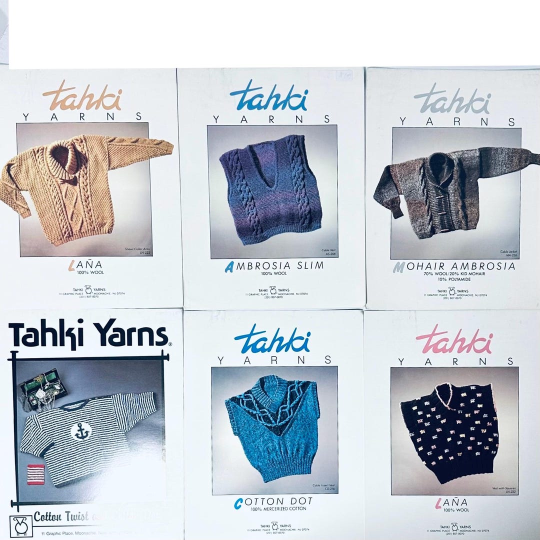 Tahki Design Knitting Patterns Set of 6 for Cotton, Mohair, and Wool ...
