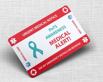 Pots Medical Card, Pots Syndrome Medical Card, Pots Awareness Wallet ...