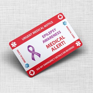 Epilepsy Emergency Wallet Card - I.C.E Card ID - Epilepsy Medical Card ...