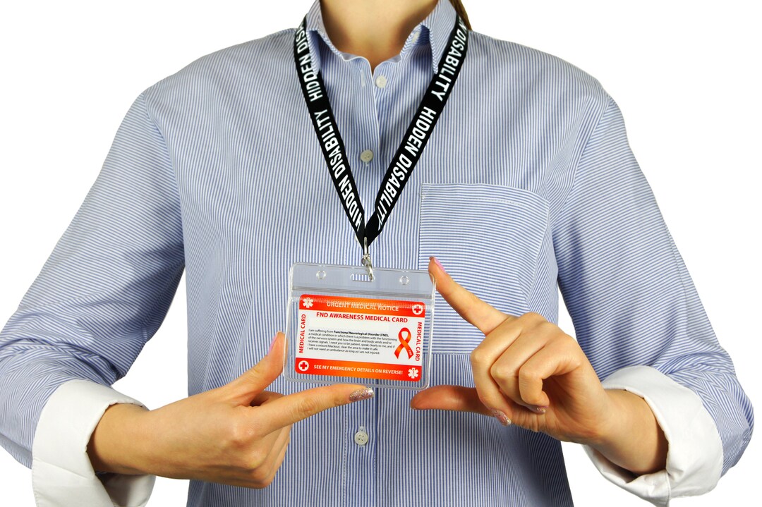 FND Awareness Medical ID Card With Emergency Details – Lanyard, Keytag ...