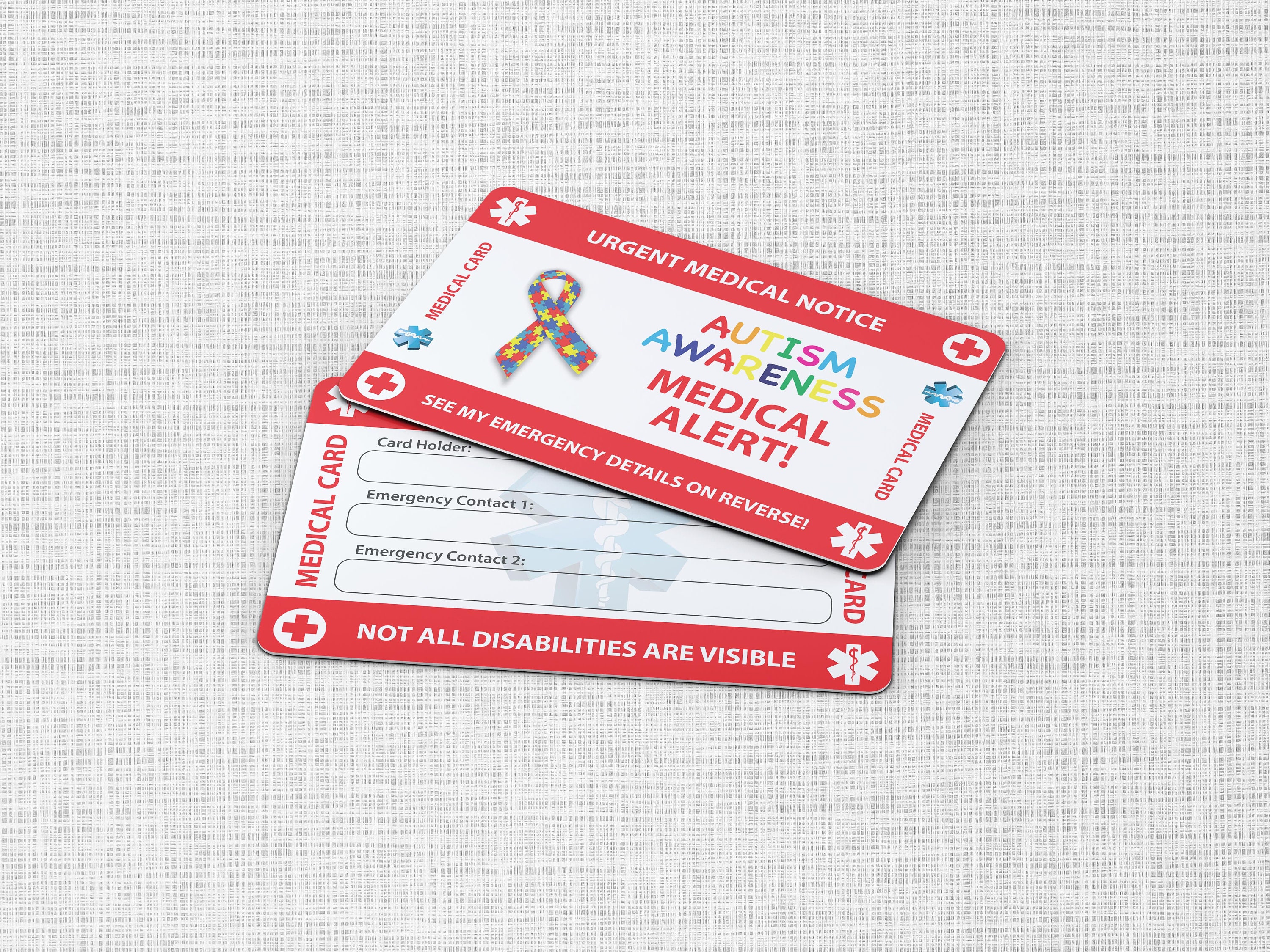 Autism Awareness Emergency Wallet Card Medical Card PVC | Etsy