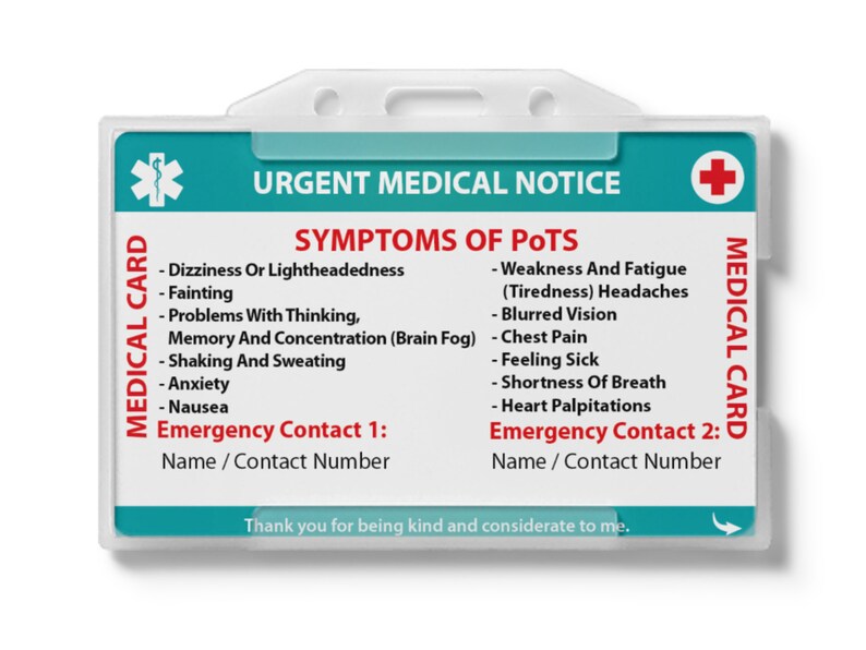 Pots Awareness Wallet Insert Medical Card Invisible - Etsy