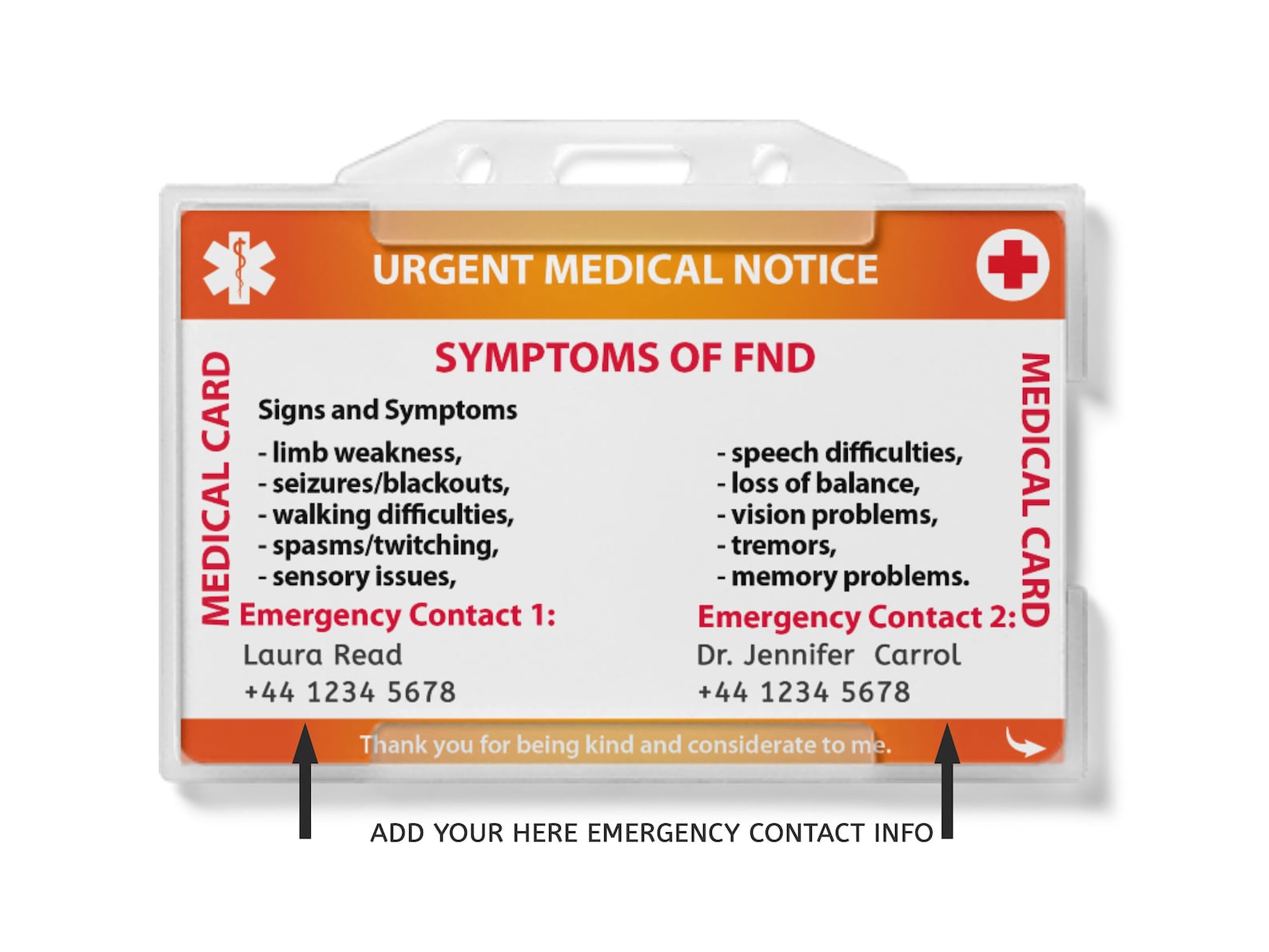 FND Awareness Emergency Medical ID Card Lanyard Keytag - Etsy UK