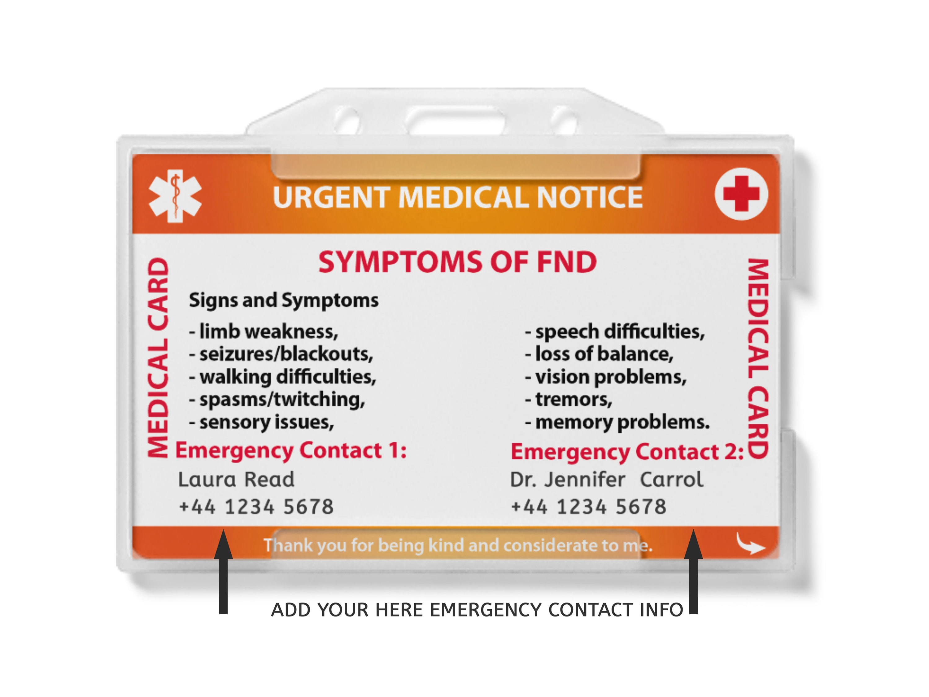 FND Awareness Emergency Medical ID Card Lanyard Keytag - Etsy Finland