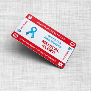 Diabetes Emergency Wallet Card - Diabetes Medical Card - PVC Card ...