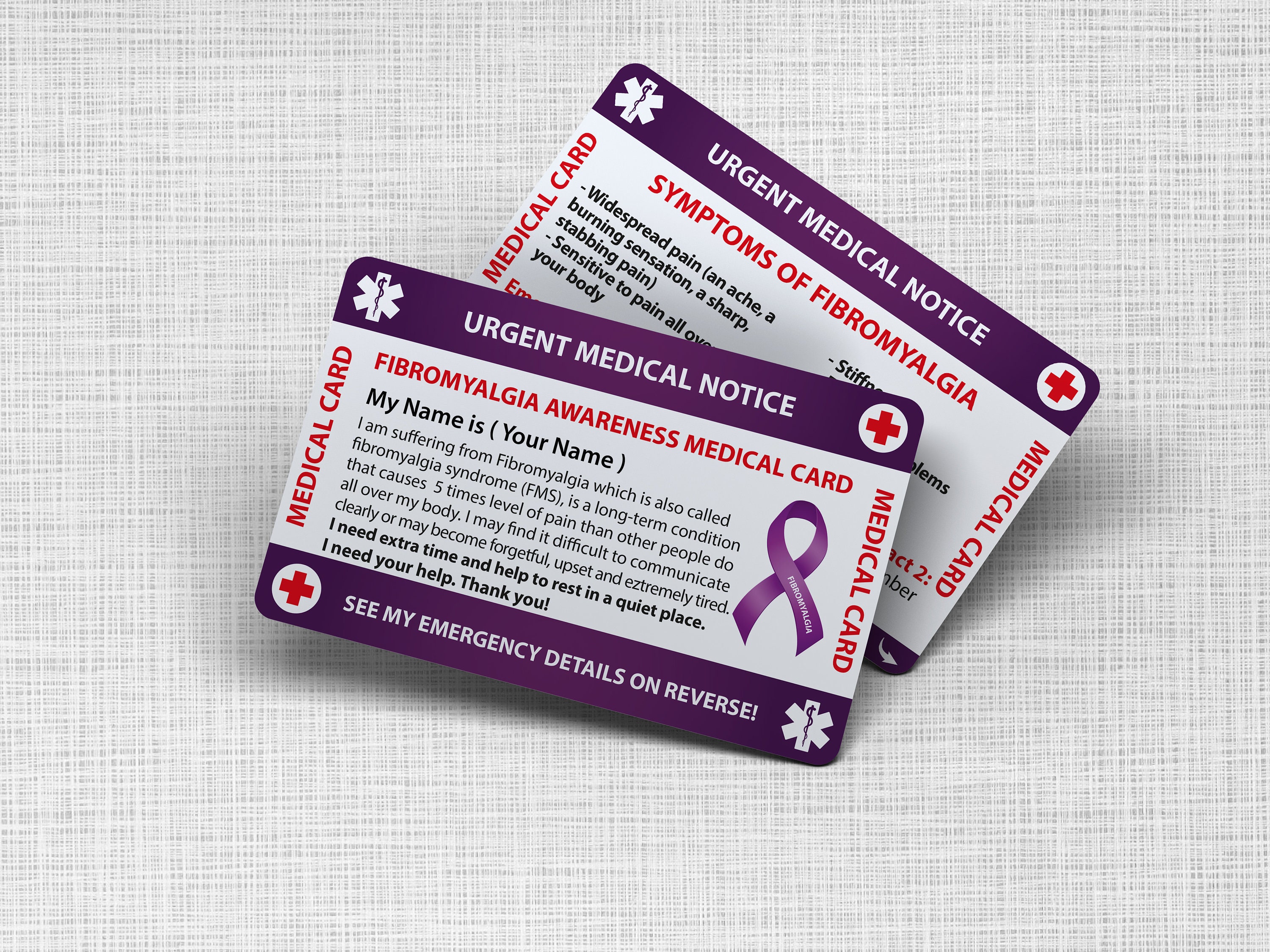 Fibromyalgia Awareness Emergency Wallet Card I.C.E Card ID | Etsy