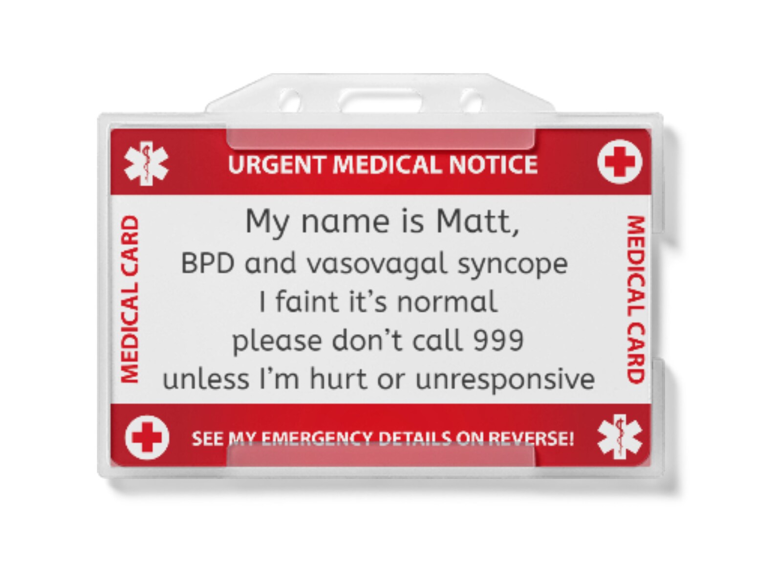 Your Medical Condition Emergency Wallet Card I.C.E Card ID - Etsy Canada