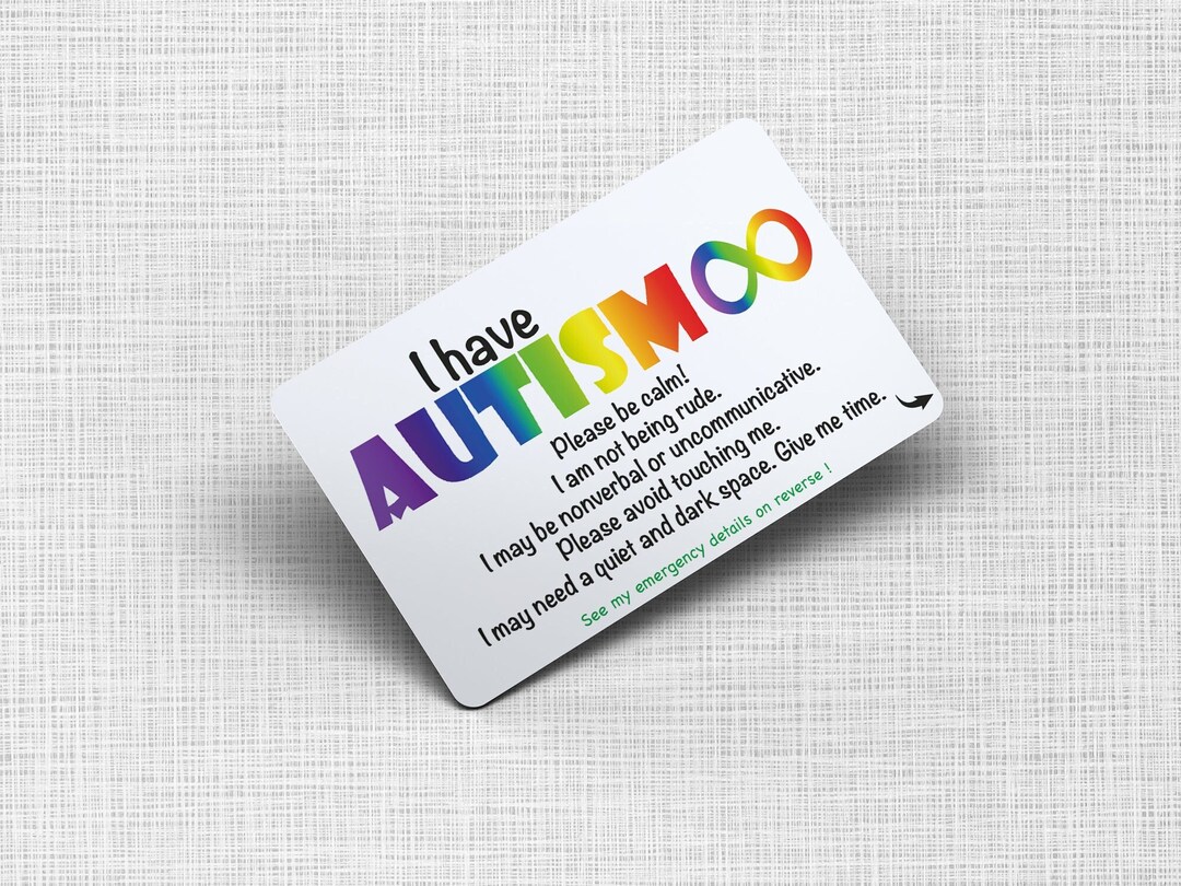 Autism Awareness Medical Card - Personalised - Disability - Invisible ...