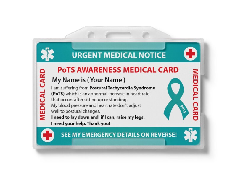 Pots Awareness Wallet Insert Medical Card Invisible - Etsy