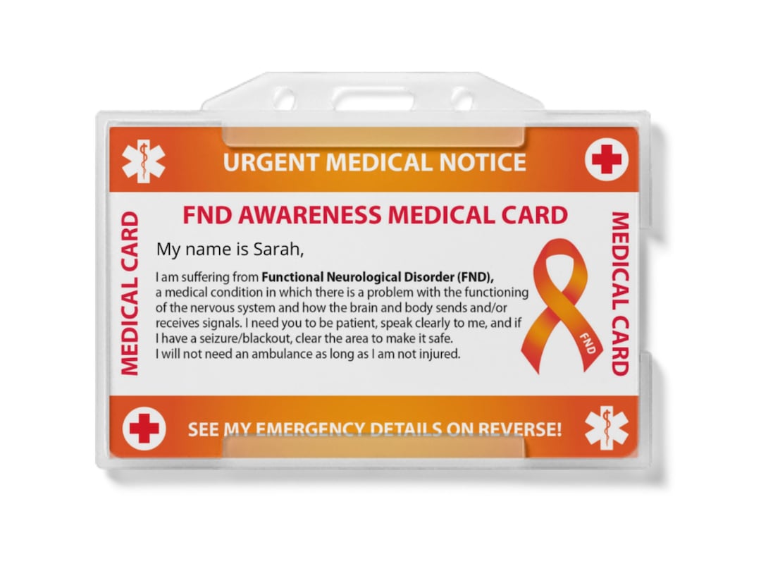 FND Awareness Emergency Medical ID Card Lanyard Keytag - Credit Card ...