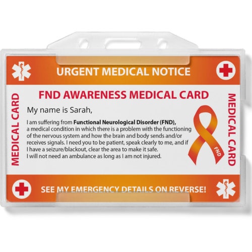 FND Awareness Emergency Medical ID Card Template Disability - Etsy