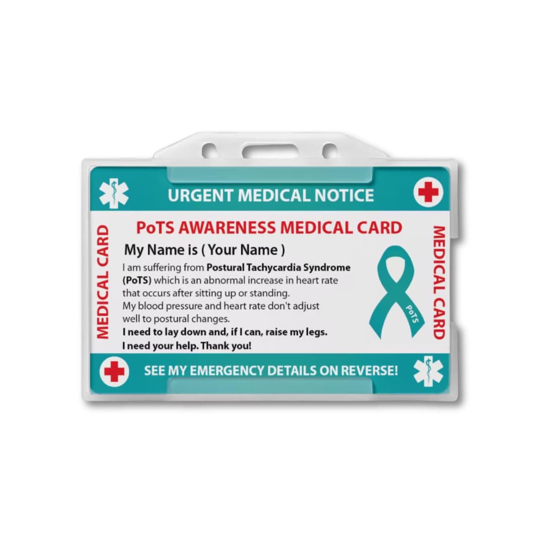 Pots Awareness Wallet Insert Medical Card - Invisible Disability ...