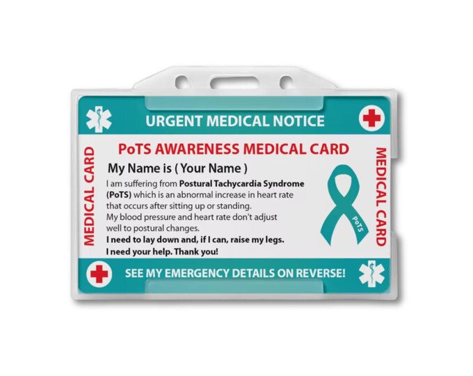 Pots Medical Card Package, Pots Syndrome, Pots Awareness Wallet Insert ...